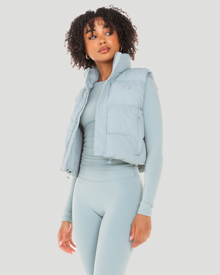 Cropped Puffer Vest - Sea Foam – Elite Eleven