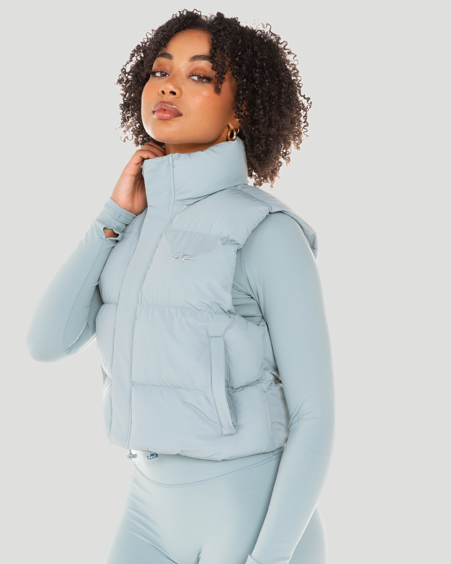 Cropped Puffer Vest - Sea Foam – Elite Eleven