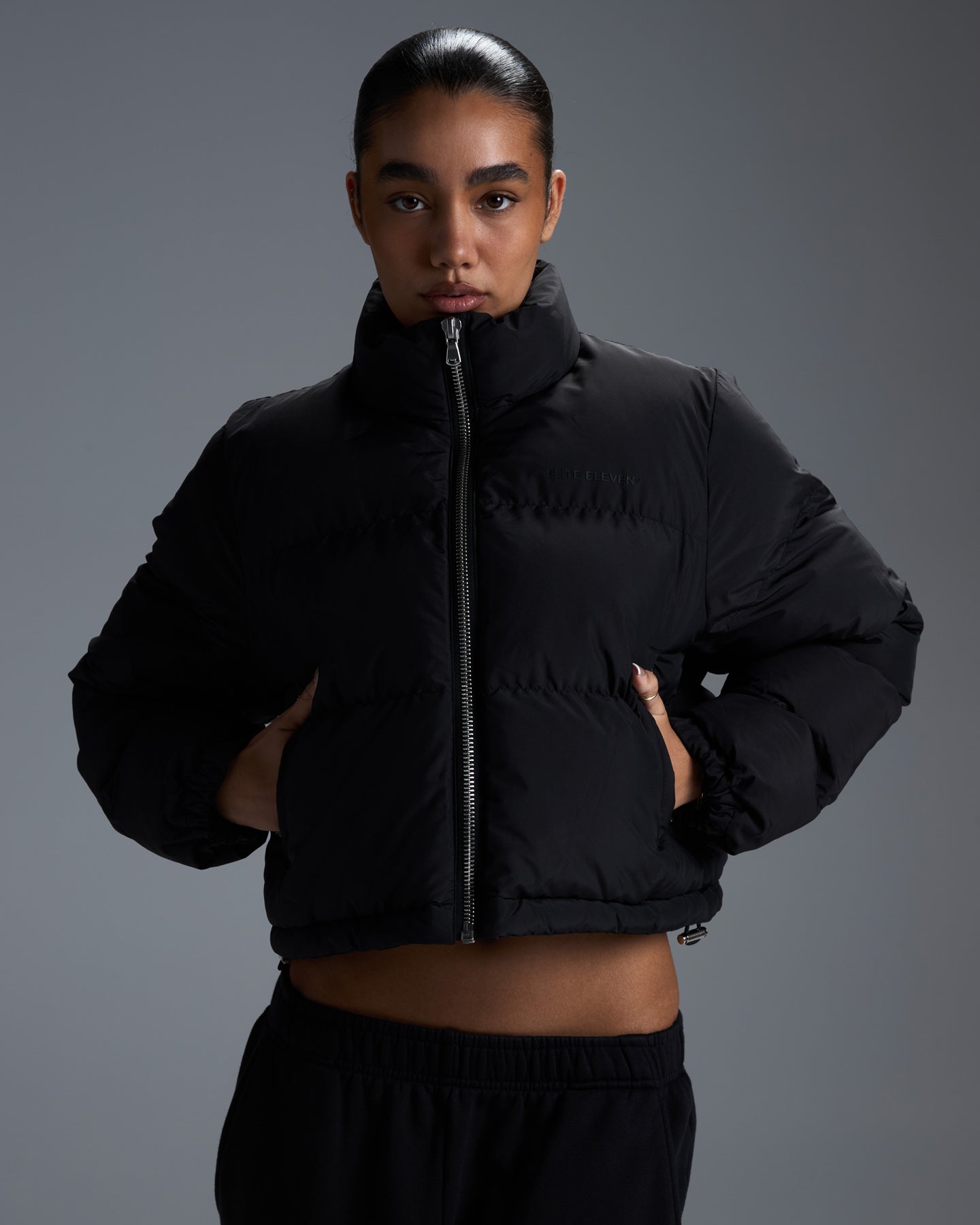 Premium Cropped Puffer Jacket - Black – Elite Eleven