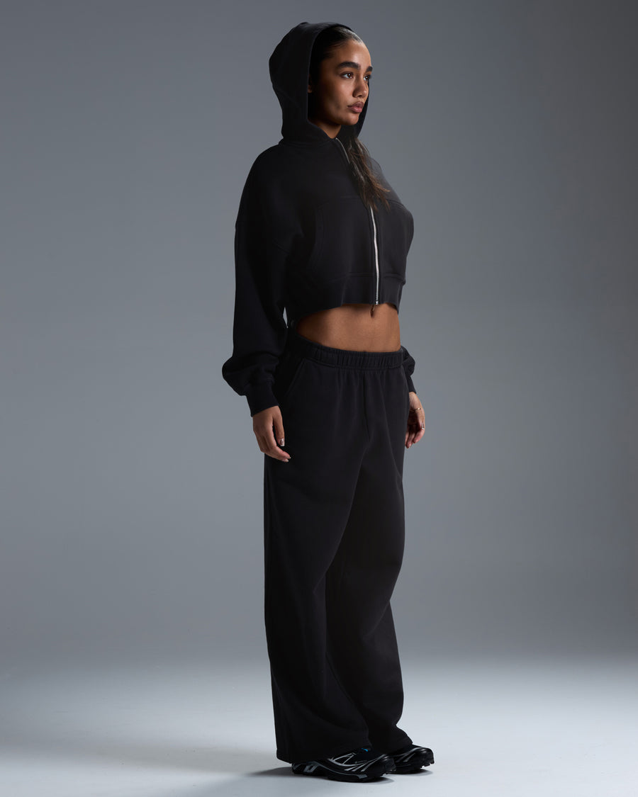 Premium Heavyweight Cropped Zip Through - Black – Elite Eleven