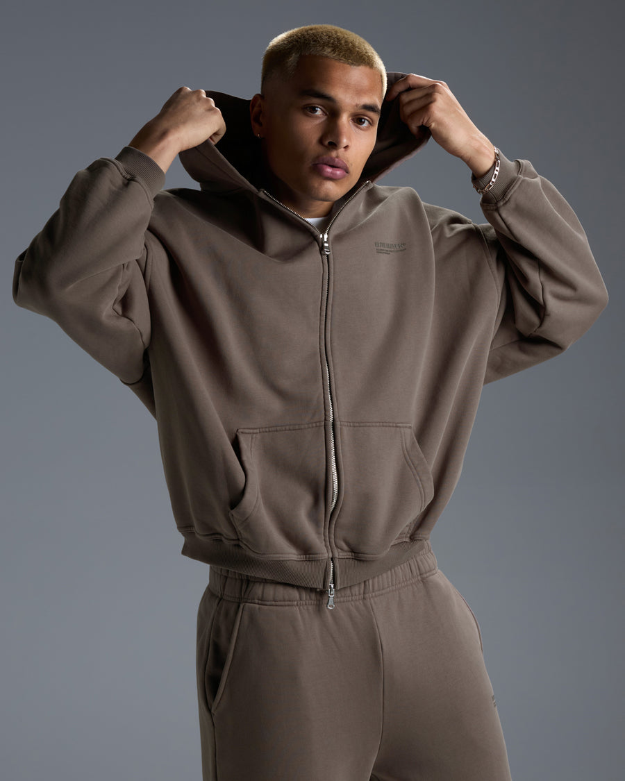 Premium Heavyweight Unisex Zip Through - Dark Taupe – Elite Eleven