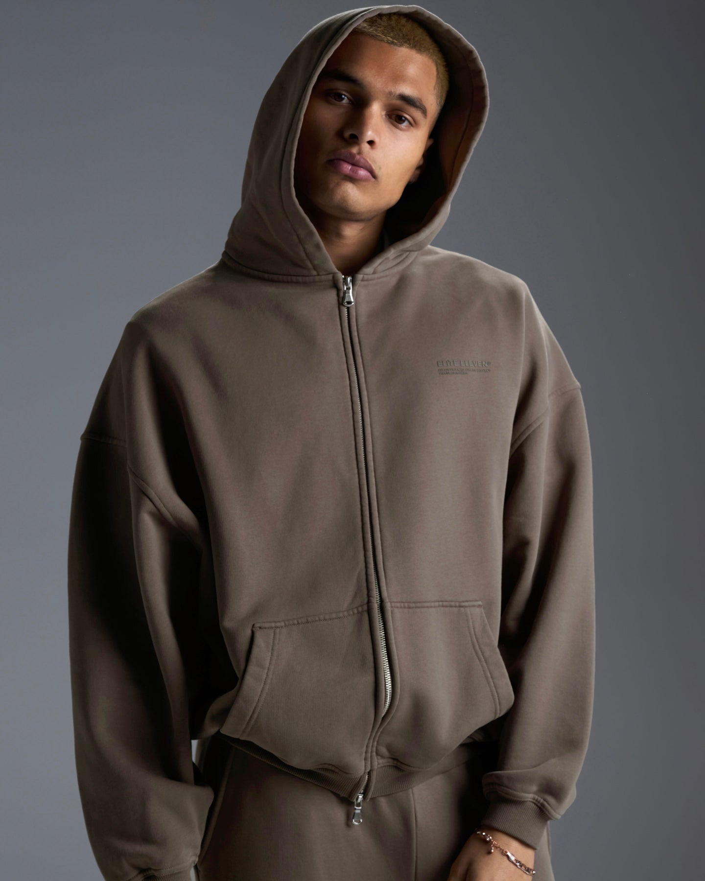 Premium Heavyweight Unisex Zip Through - Dark Taupe – Elite Eleven